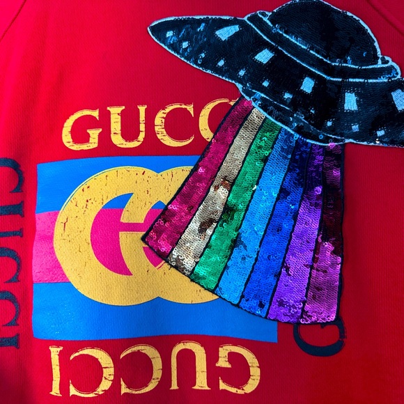 Gucci | Sweaters | Gucci Jersey Sweatshirt With Ufo Appliqu | Poshmark